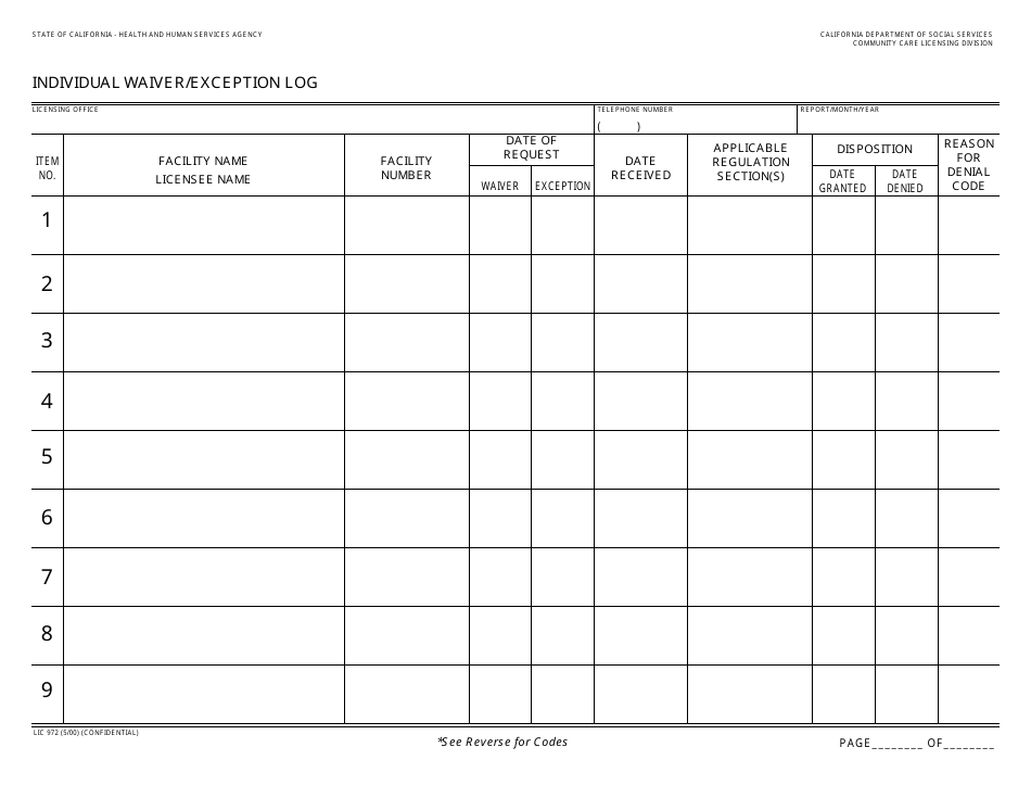 Form LIC972 - Fill Out, Sign Online and Download Fillable PDF ...