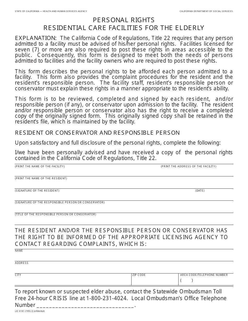 Form LIC613C - Fill Out, Sign Online and Download Fillable PDF ...