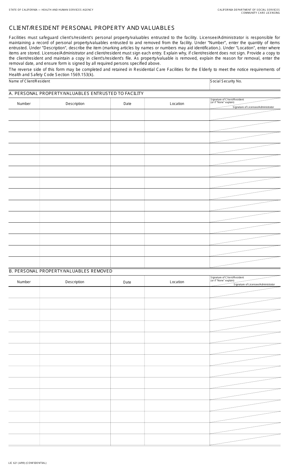 Form LIC621 - Fill Out, Sign Online and Download Fillable PDF ...