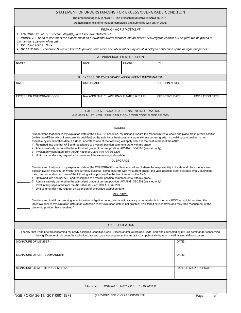 NGB Form 36-11 - Fill Out, Sign Online and Download Printable PDF ...