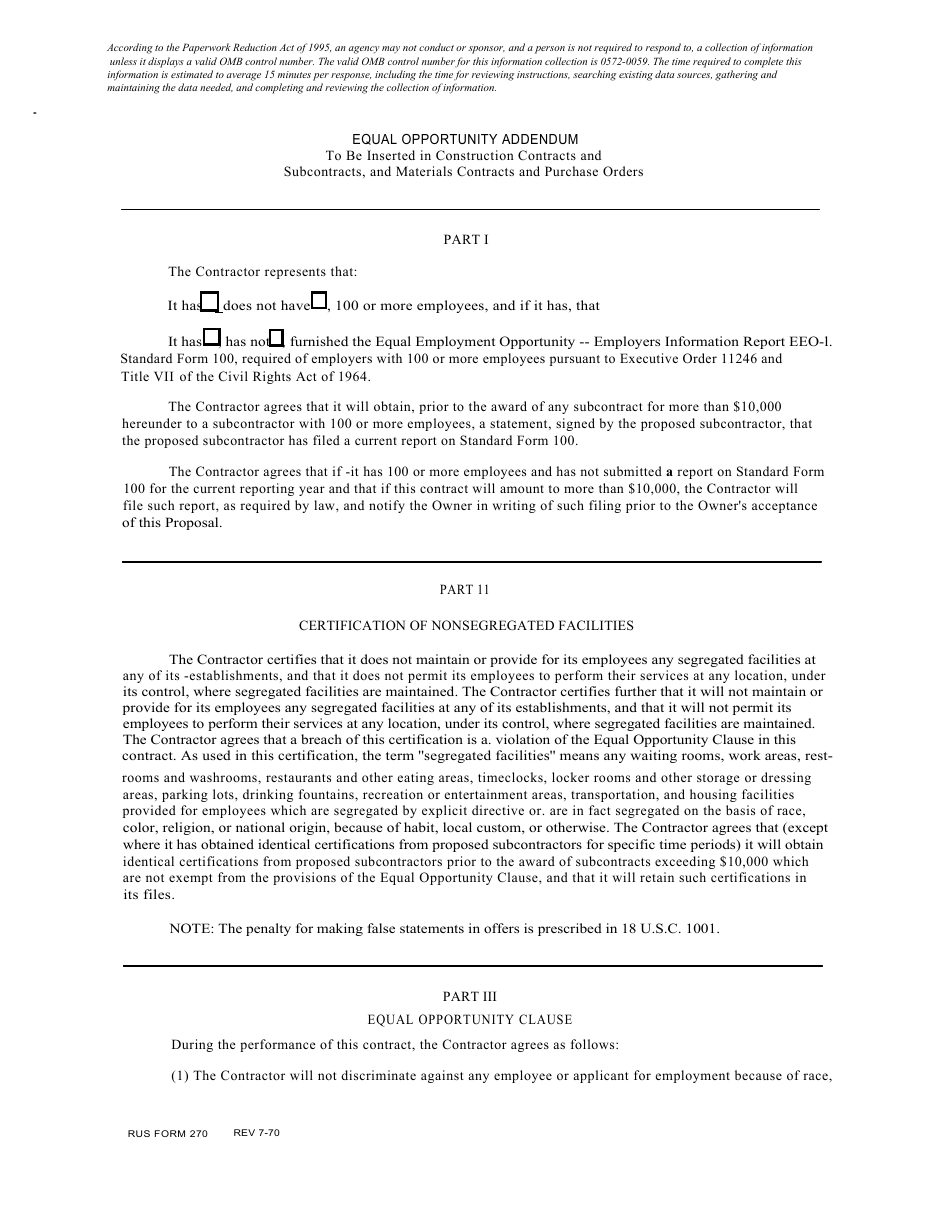 RUS Form 270 - Fill Out, Sign Online and Download Printable PDF ...