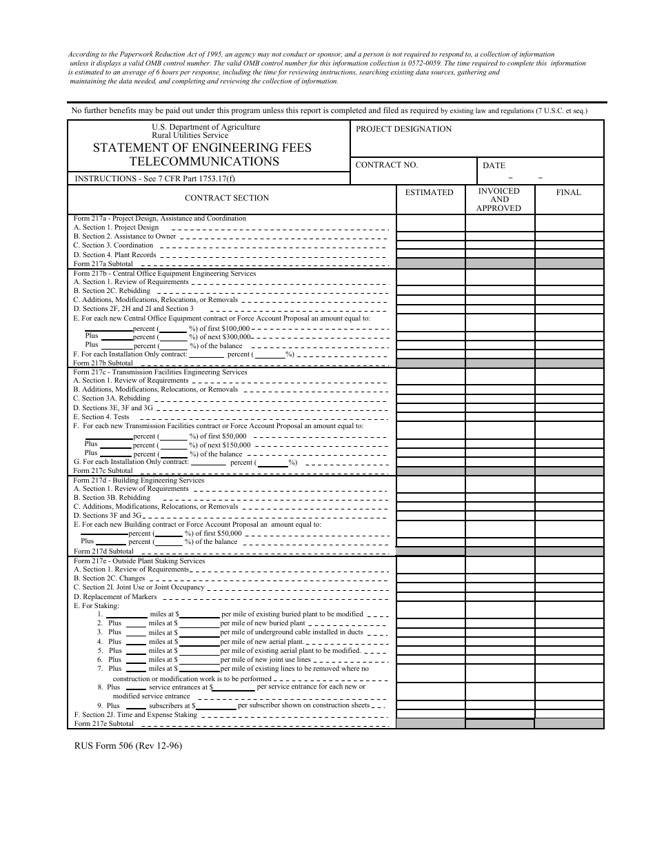 RUS Form 506 - Fill Out, Sign Online and Download Printable PDF ...