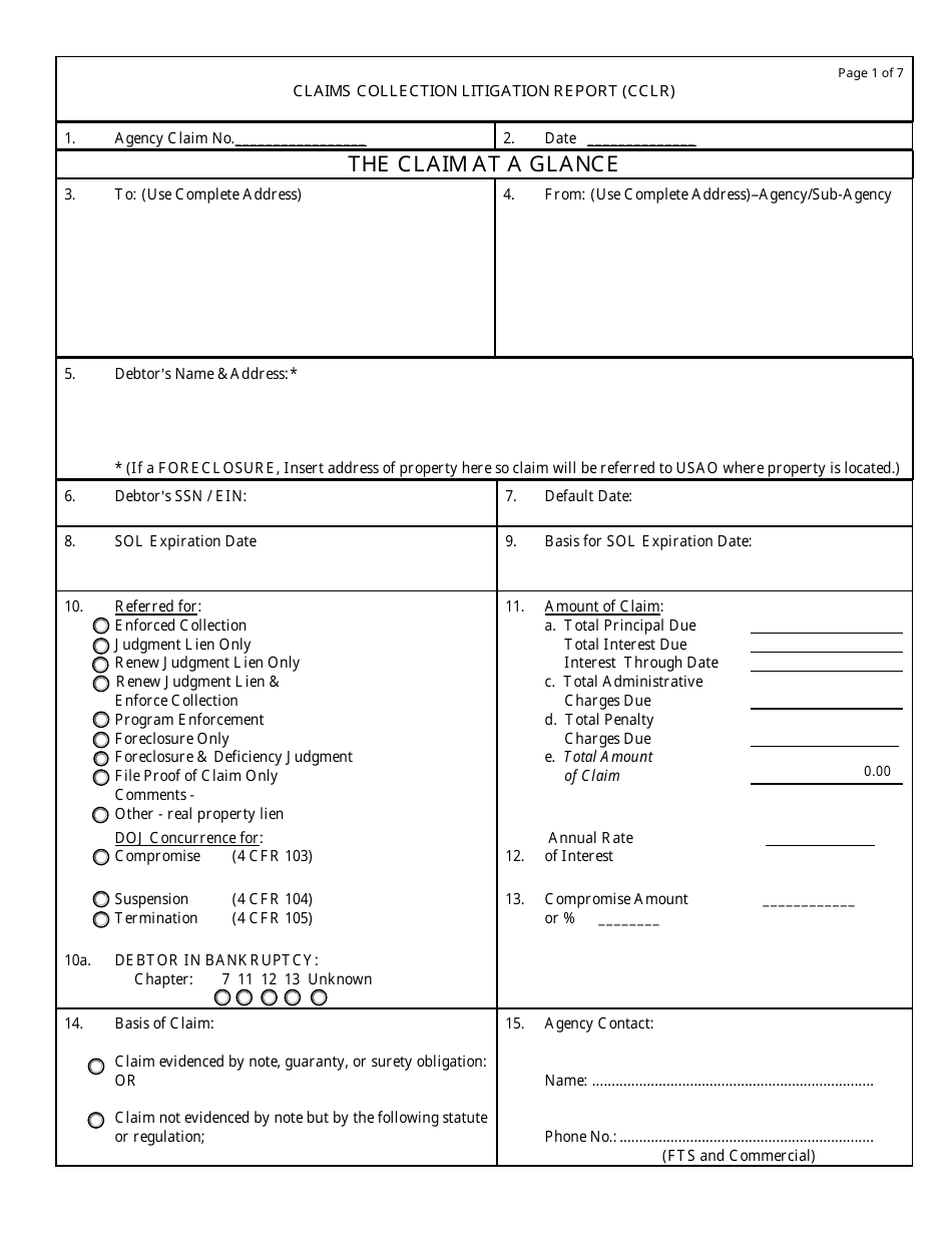 Claims Collection Litigation Report (Cclr) Form - Fill Out, Sign Online ...