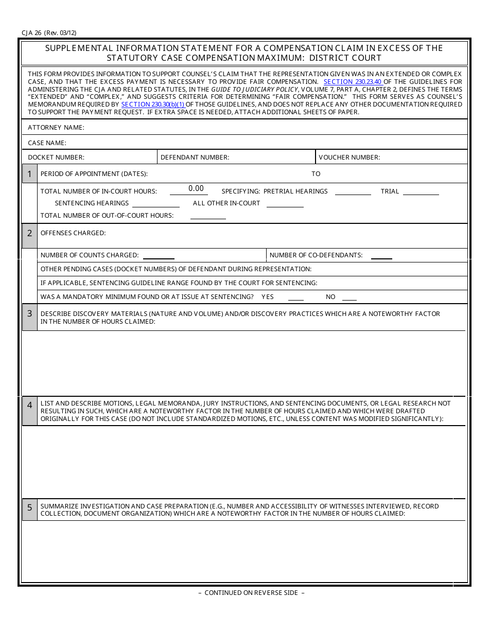Form CJA26 - Fill Out, Sign Online and Download Fillable PDF ...