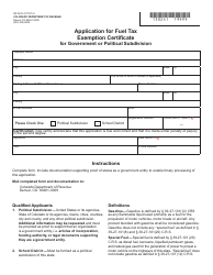 Form DR0241 Download Fillable PDF or Fill Online Application for Fuel Tax Exemption Certificate ...