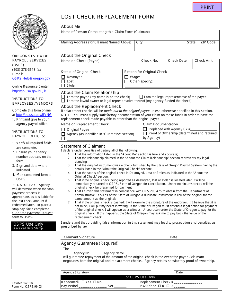 Form OSPS.99.03 - Fill Out, Sign Online and Download Fillable PDF ...