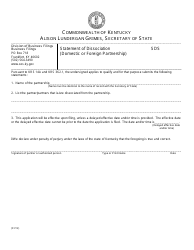Kentucky Statement of Dissolution (Domestic or Foreign Partnership ...