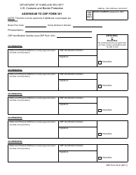 CBP Form 301A Download Fillable PDF or Fill Online Addendum to CBP Form ...