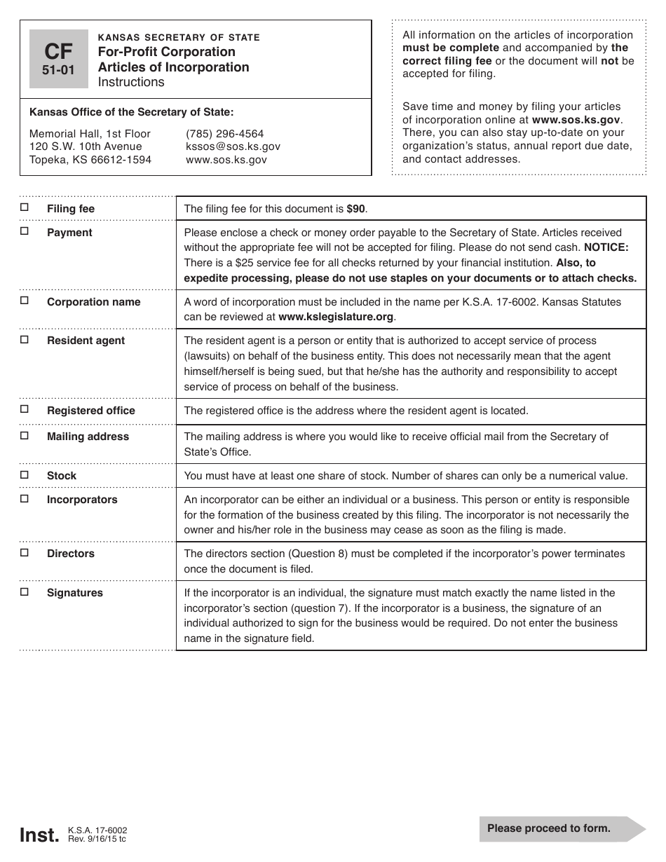 Form CF51-01 - Fill Out, Sign Online and Download Fillable PDF, Kansas ...