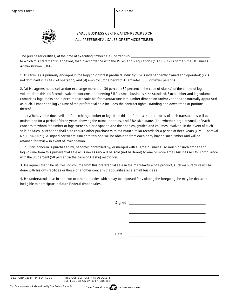 SBA Form 723 - Fill Out, Sign Online and Download Fillable PDF ...