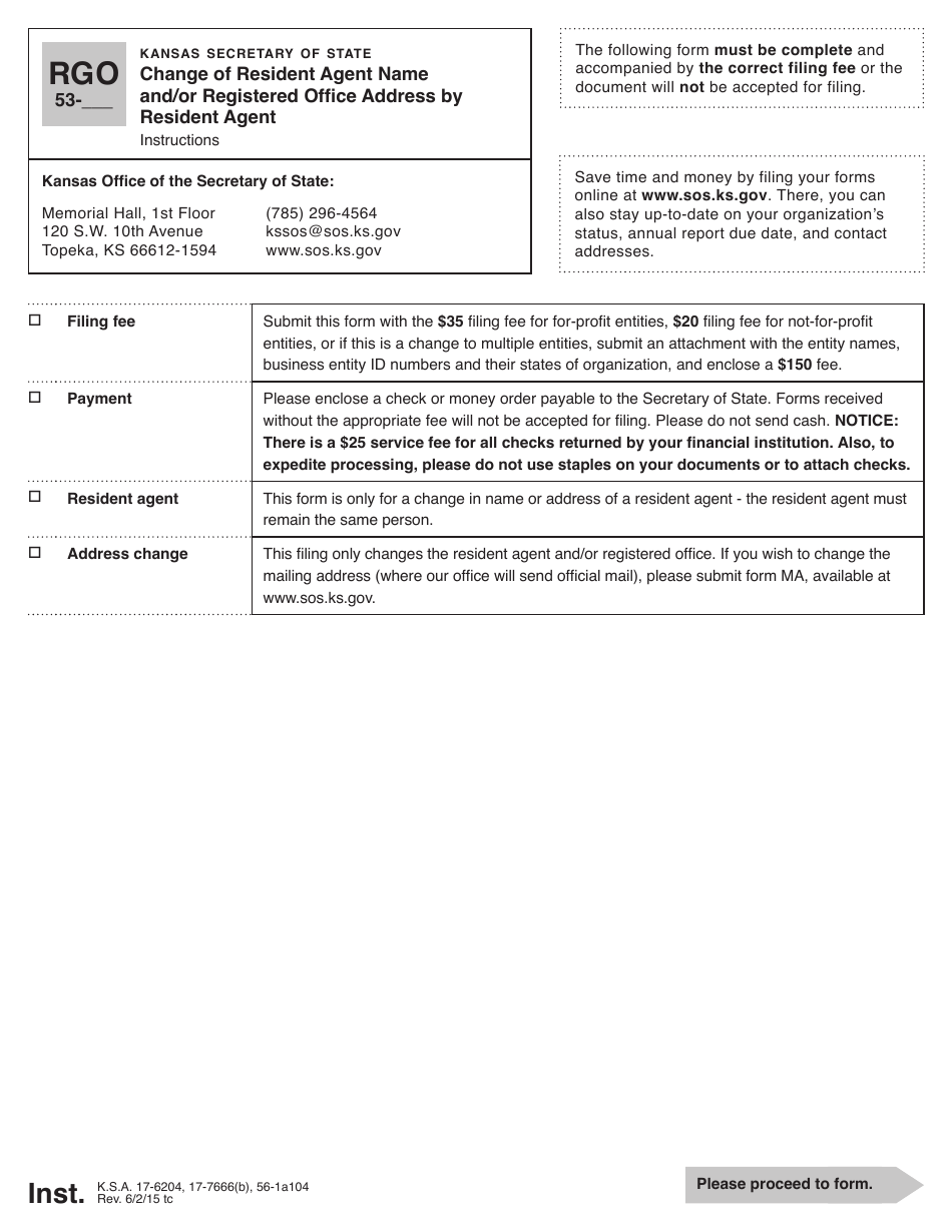 Form RGO53 - Fill Out, Sign Online and Download Fillable PDF, Kansas ...