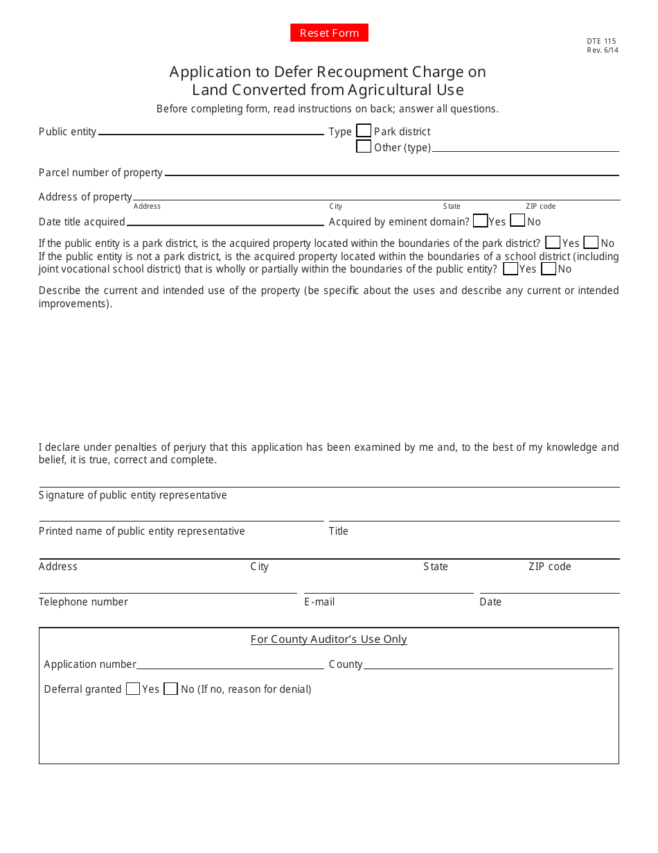 Form DTE115 - Fill Out, Sign Online and Download Fillable PDF, Ohio ...