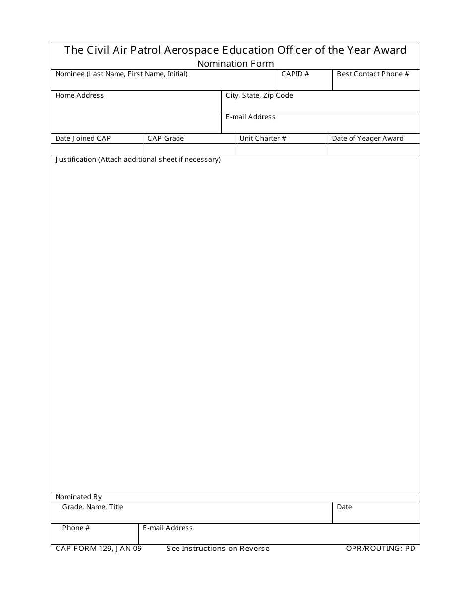 CAP Form 129 - Fill Out, Sign Online and Download Fillable PDF ...