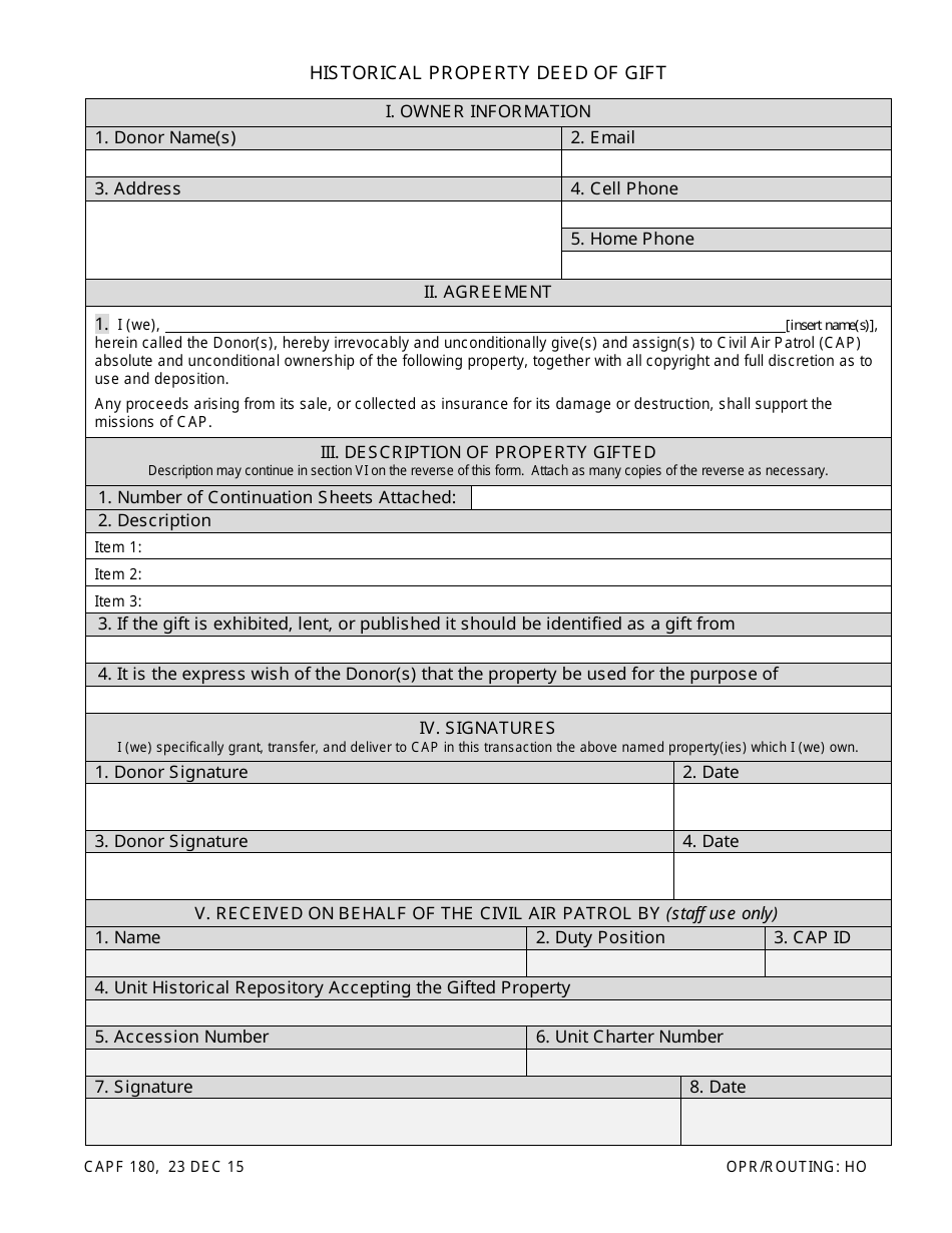 CAP Form 180 - Fill Out, Sign Online and Download Fillable PDF ...