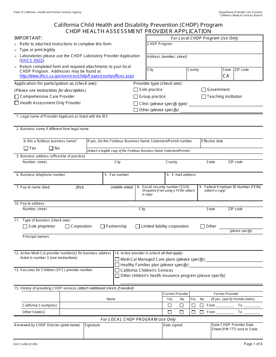Form DHCS4490 Fill Out Sign Online And Download Fillable PDF Form DHCS4490 Fill Out Sign Online And Download Fillable PDF
