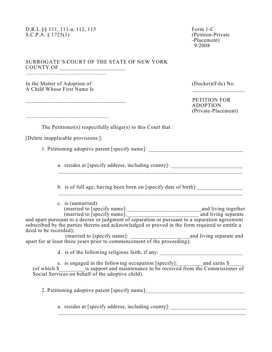 Form 1-C - Fill Out, Sign Online and Download Fillable PDF, New York ...