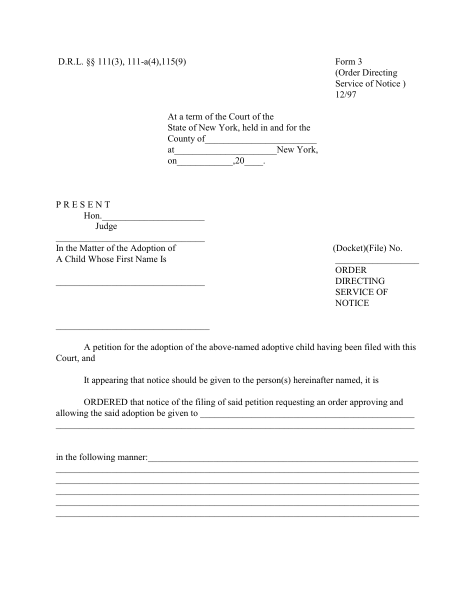 Form 3 - Fill Out, Sign Online and Download Fillable PDF, New York ...