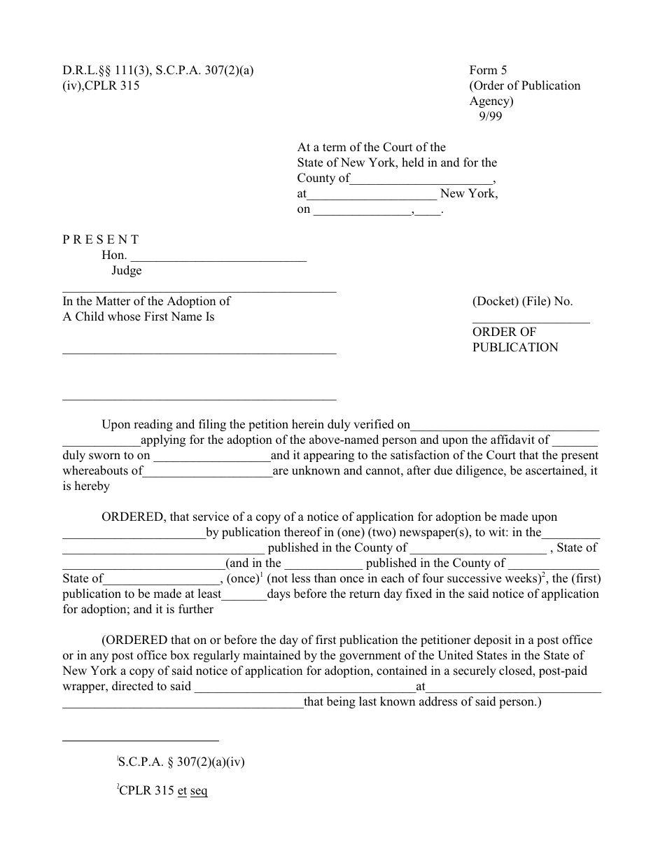 Form 5 - Fill Out, Sign Online and Download Fillable PDF, New York ...