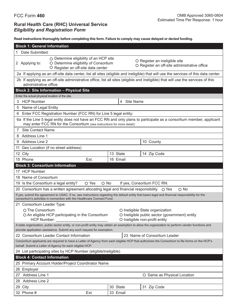 FCC Form 460 - Fill Out, Sign Online and Download Printable PDF ...
