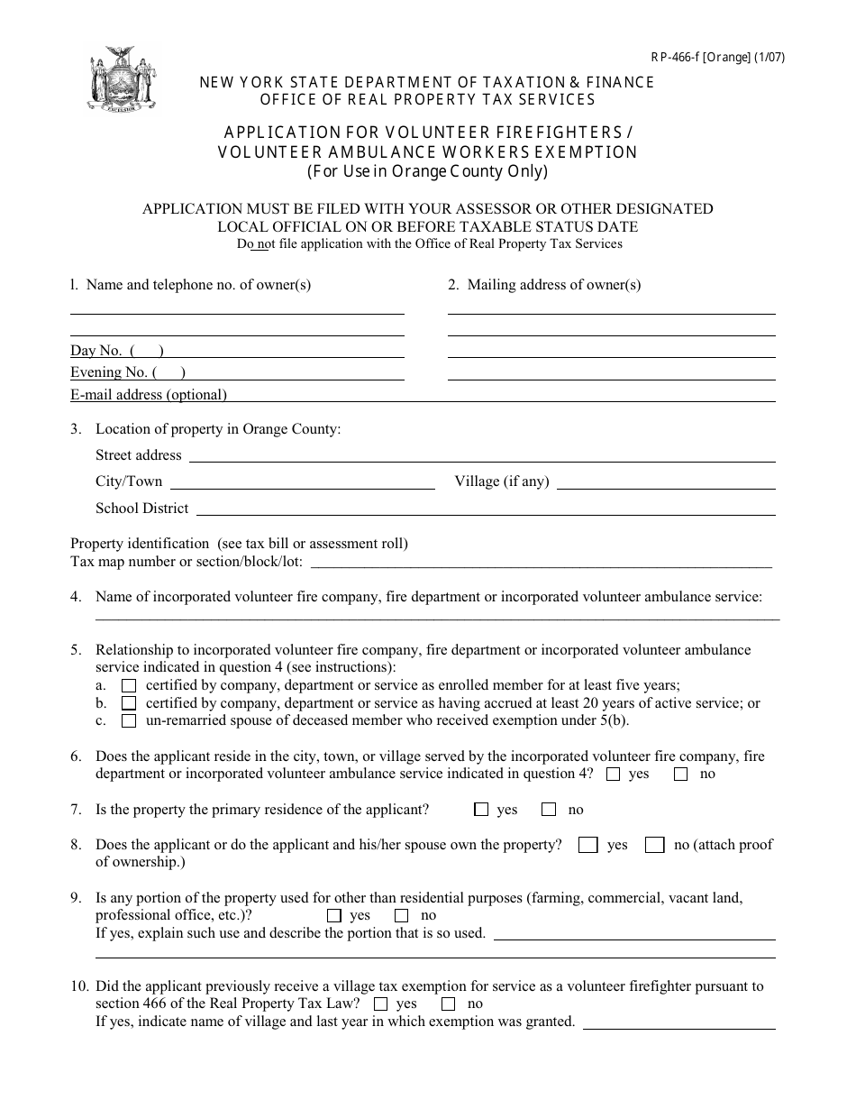 Form RP-466-F [ORANGE] - Fill Out, Sign Online and Download Fillable ...