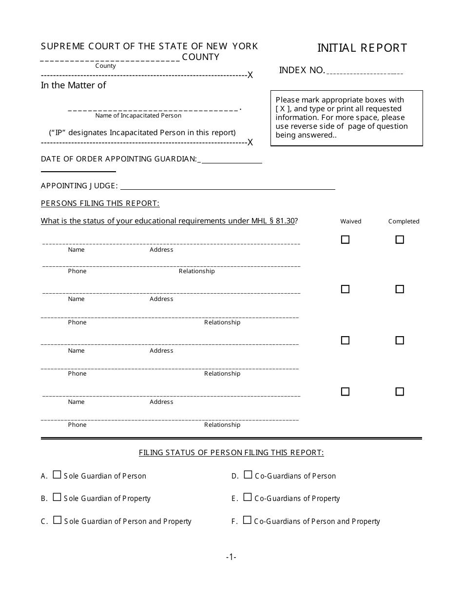 New York Initial Report Template - Fill Out, Sign Online and Download ...