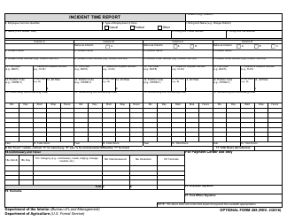 Optional Form 288 Download Fillable PDF or Fill Online Incident Time ...