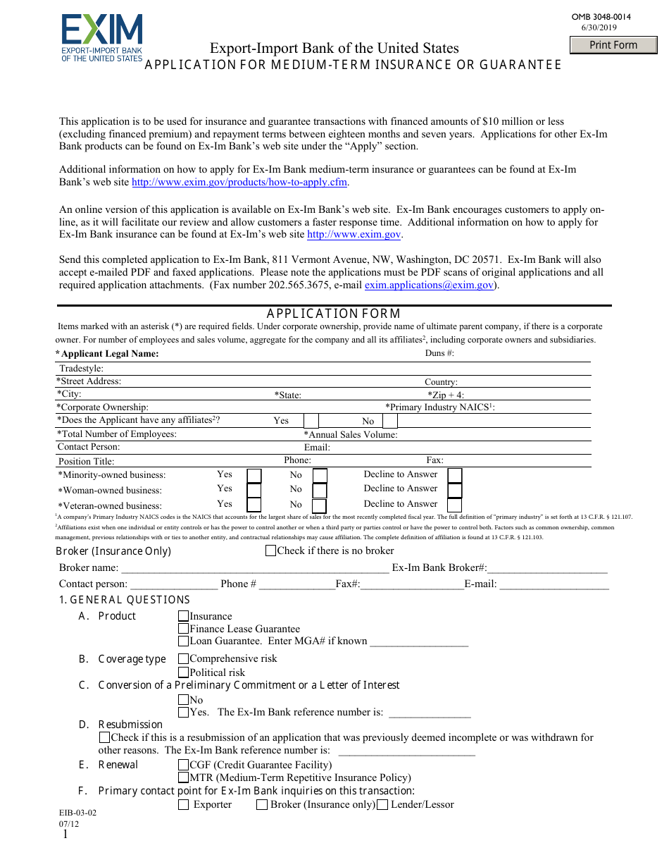 Form EIB-03-02 - Fill Out, Sign Online and Download Fillable PDF ...