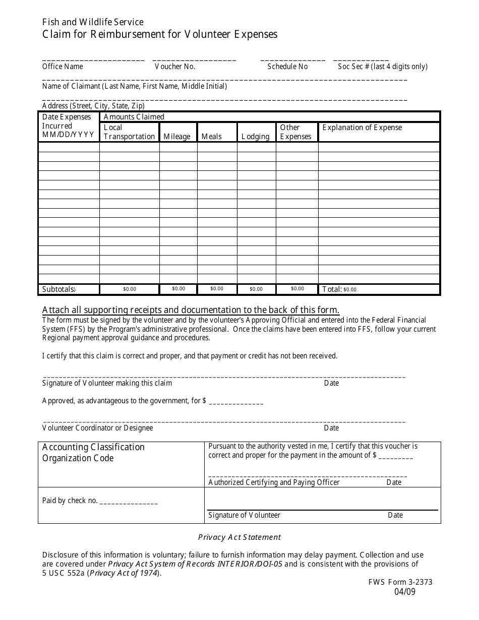 FWS Form 3-2373 - Fill Out, Sign Online and Download Fillable PDF ...