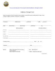 Idaho Address Change Form - Fill Out, Sign Online and Download PDF ...