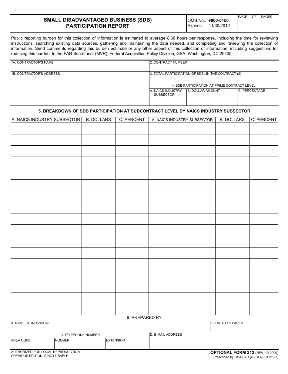 Optional Form 312 - Fill Out, Sign Online and Download Fillable PDF ...