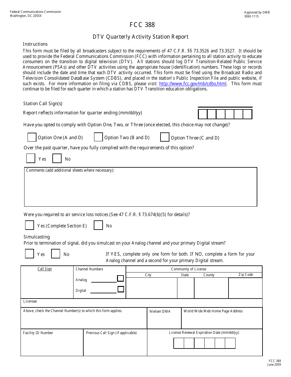 FCC Form 388 - Fill Out, Sign Online and Download Printable PDF ...