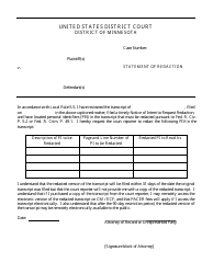 Minnesota Statement of Redaction - Fill Out, Sign Online and Download ...
