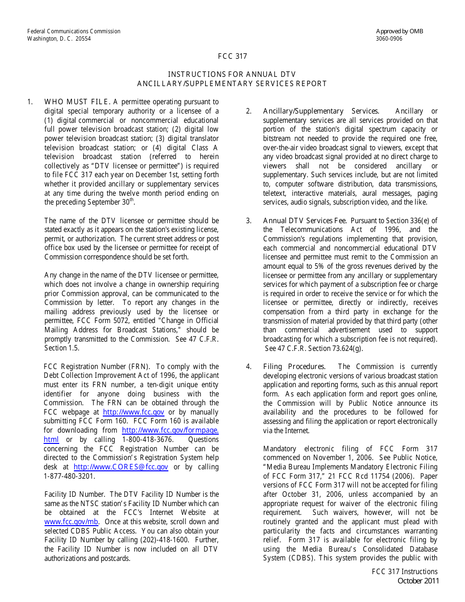 FCC Form 317 - Fill Out, Sign Online and Download Fillable PDF ...