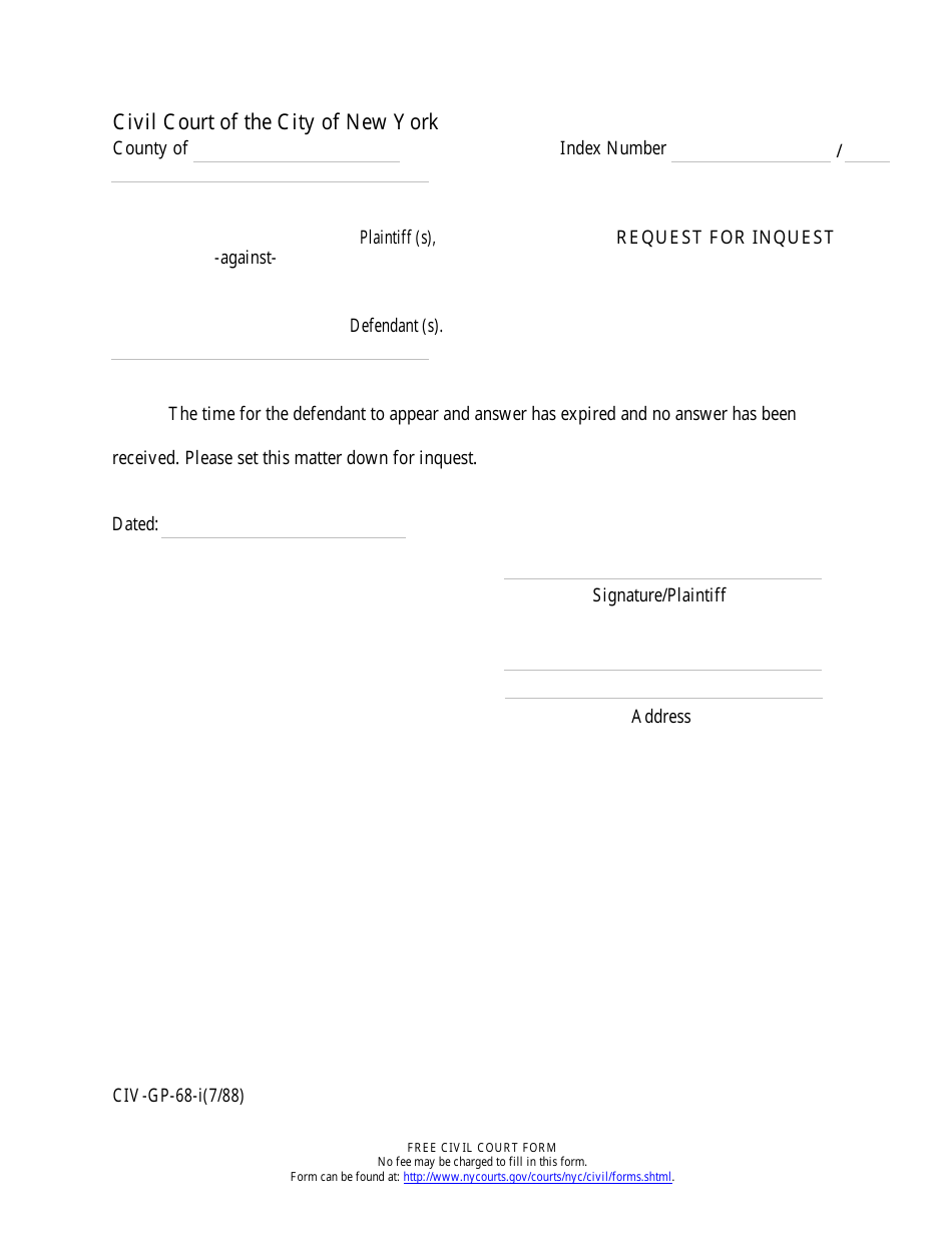 Form CIV-GP-68-i - Fill Out, Sign Online and Download Fillable PDF, New York | Templateroller