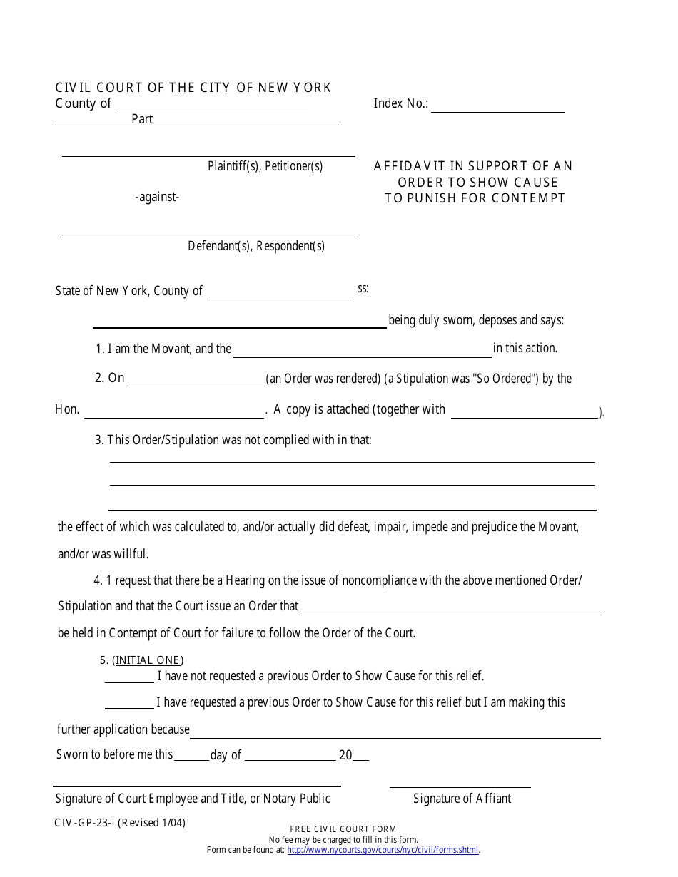 Form CIV-GP-23-i - Fill Out, Sign Online and Download Fillable PDF, New York | Templateroller