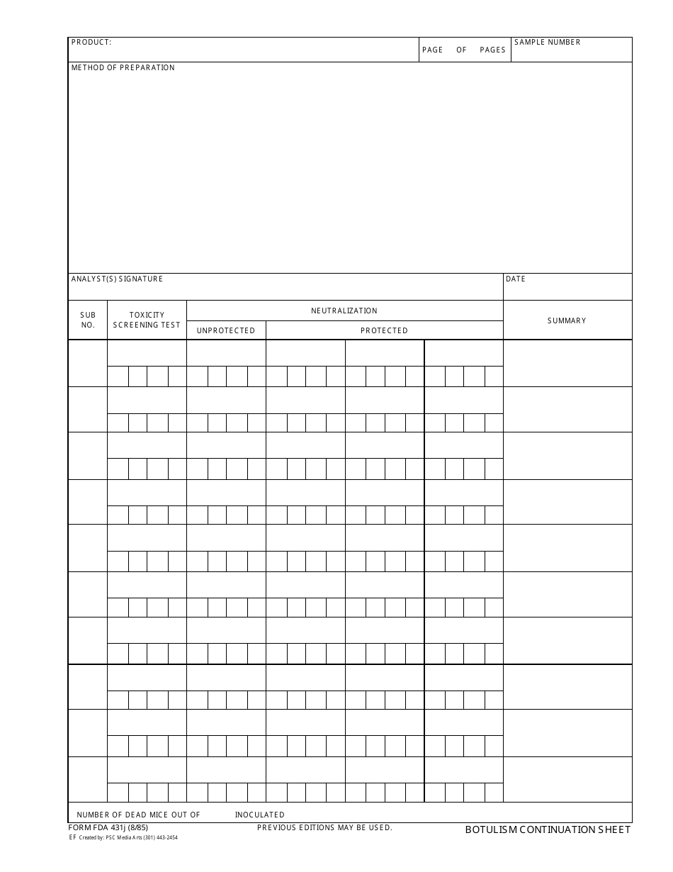 Form FDA431J - Fill Out, Sign Online and Download Printable PDF ...