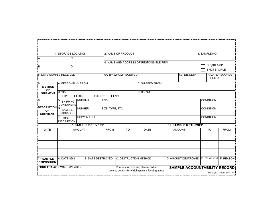Form FDA421 - Fill Out, Sign Online and Download Fillable PDF ...