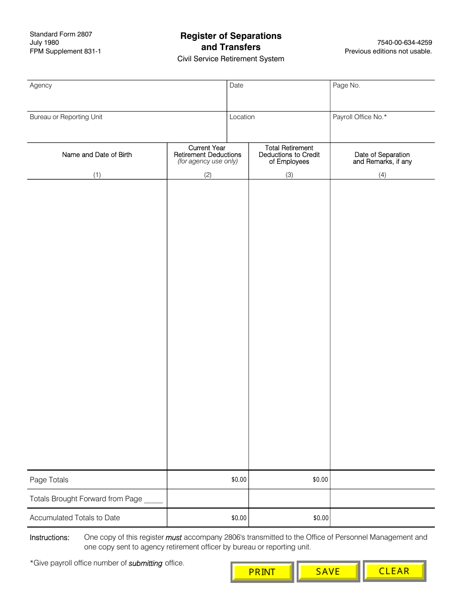 OPM Form SF-2807 - Fill Out, Sign Online and Download Fillable PDF ...