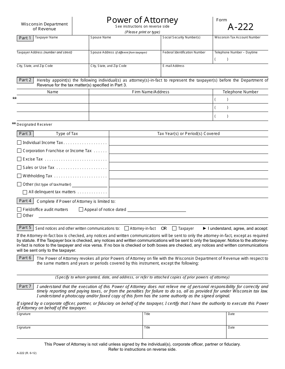 Form A-222 - Fill Out, Sign Online and Download Printable PDF ...