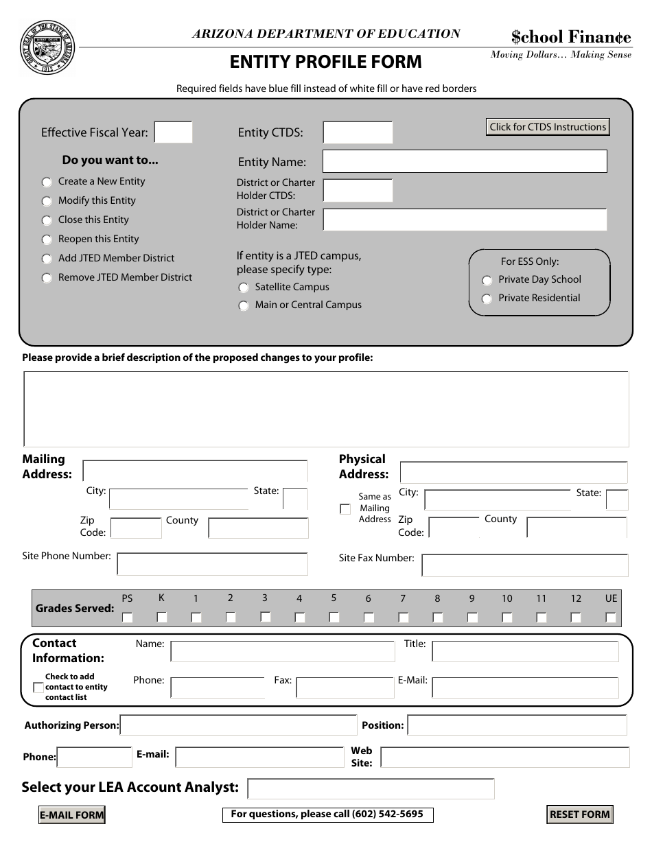 Arizona Entity Profile Form - Fill Out, Sign Online and Download PDF ...