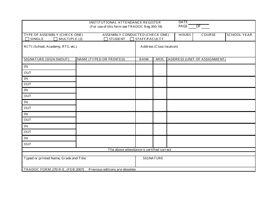TRADOC Form 270-R-E - Fill Out, Sign Online and Download Printable PDF ...