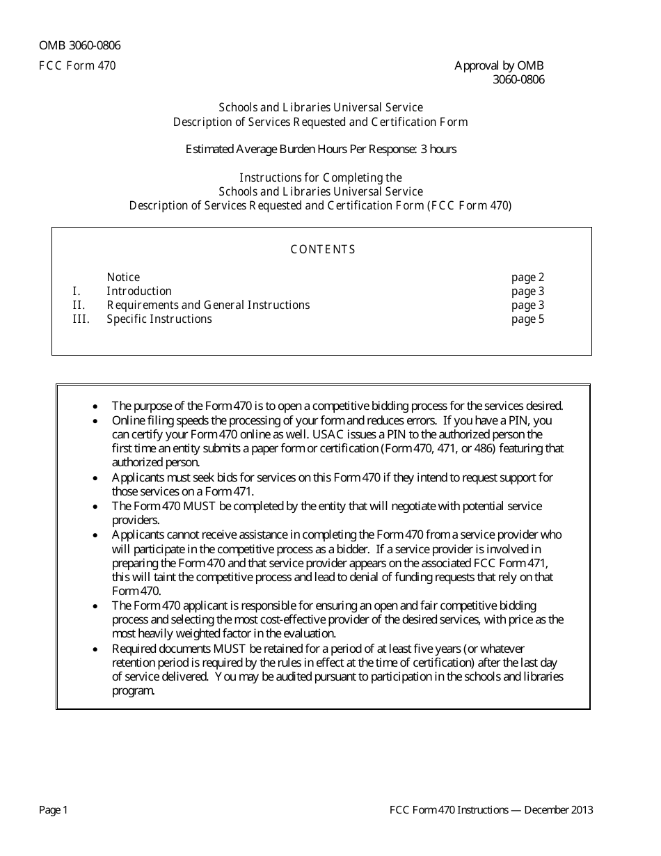 Download Instructions for FCC Form 470 Schools and Libraries Universal ...