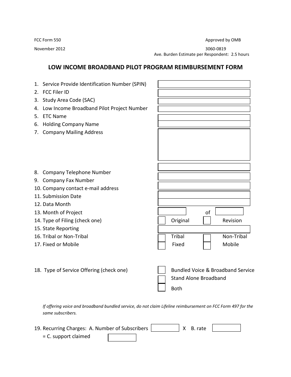 FCC Form 550 - Fill Out, Sign Online and Download Printable PDF ...