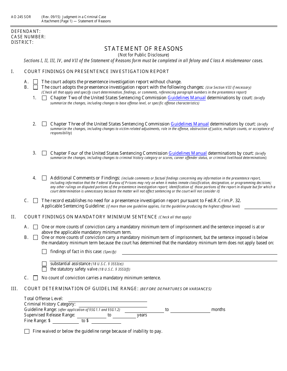 Form AO245 SOR - Fill Out, Sign Online and Download Fillable PDF ...