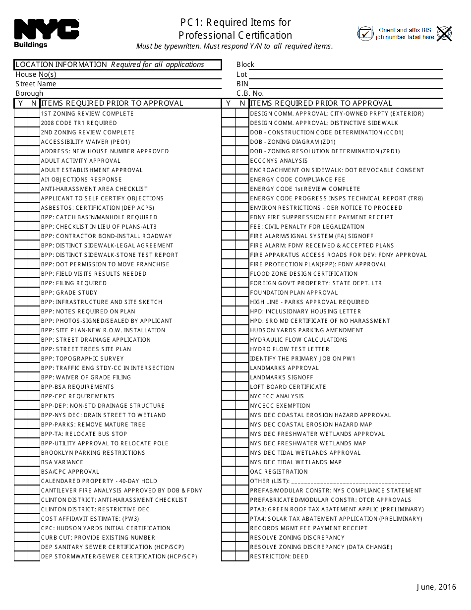 Form PC1 - Fill Out, Sign Online and Download Fillable PDF, New York ...