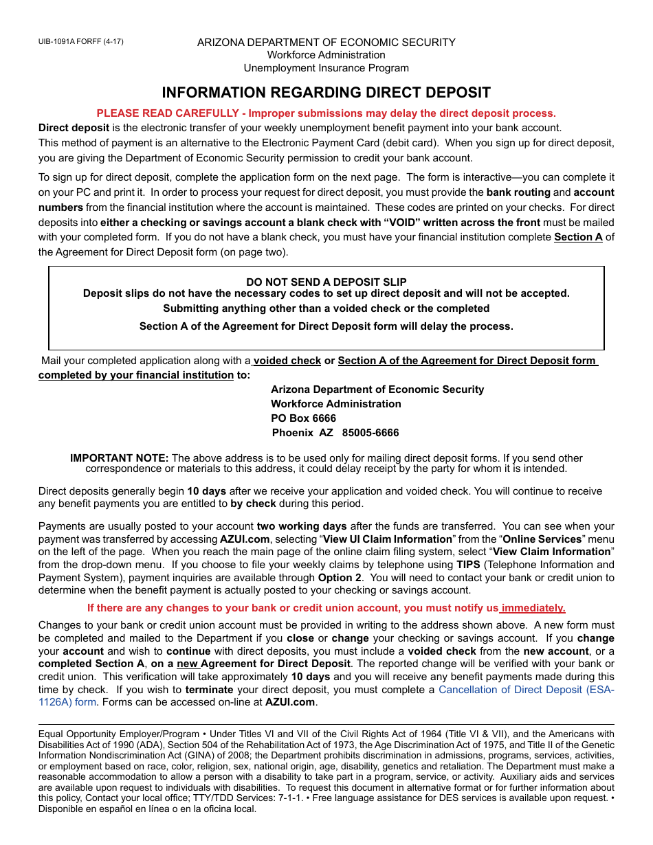 Form UIB-1091A FORFF - Fill Out, Sign Online and Download Fillable PDF ...