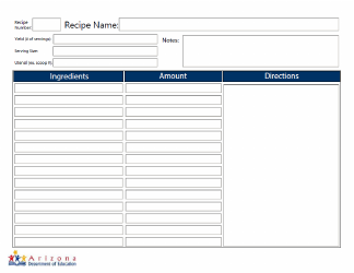 Arizona Standardized Recipe Template Download Fillable PDF | Templateroller