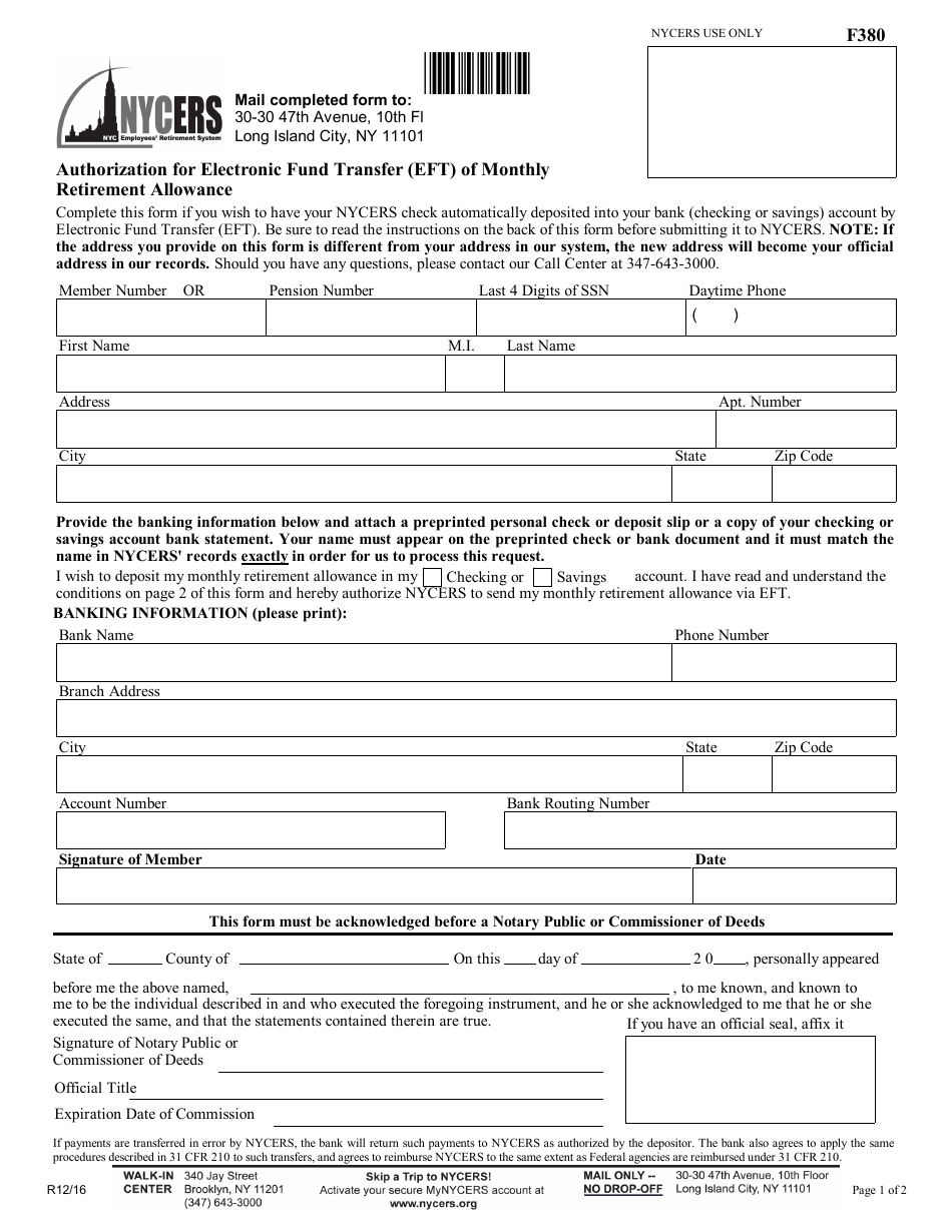 Form 380 - Fill Out, Sign Online and Download Printable PDF, New York ...