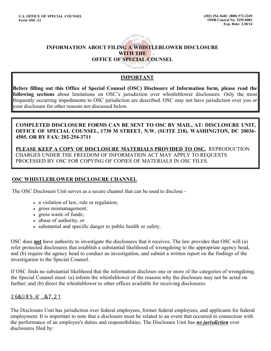 Osc Form 14 Printable - Printable Forms Free Online