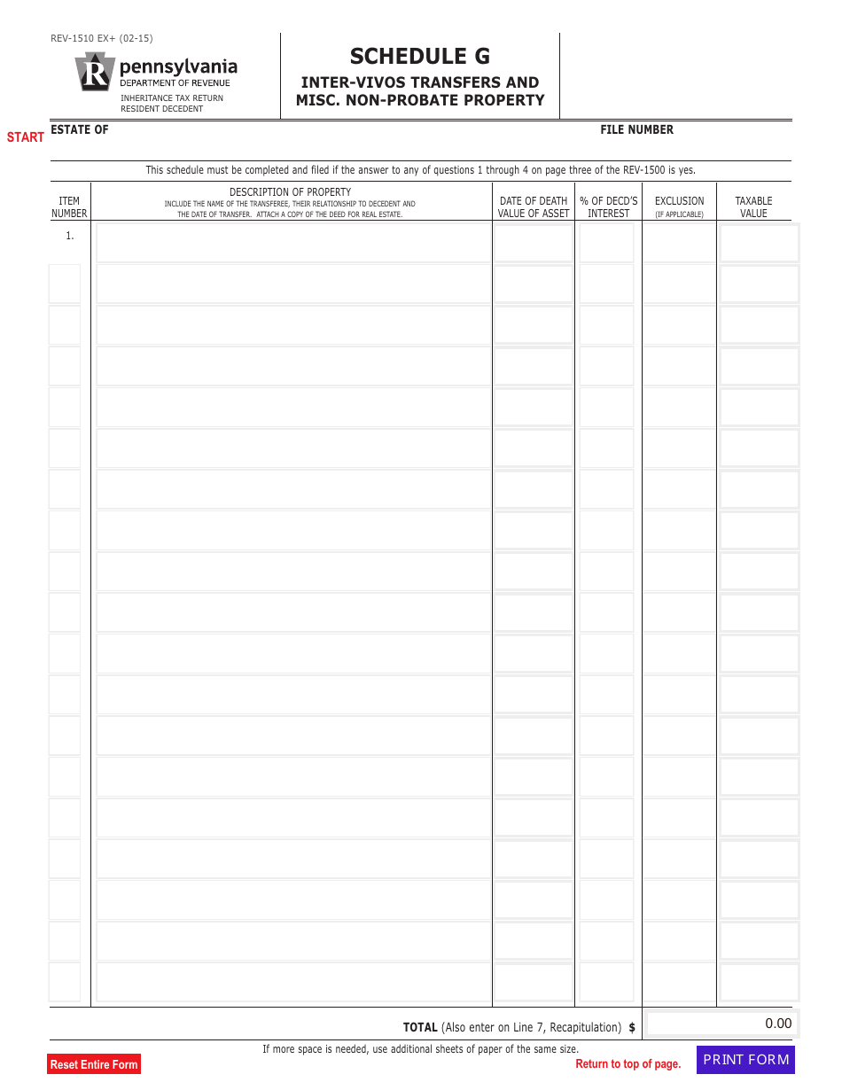 Form REV-1510 Schedule G - Fill Out, Sign Online and Download Fillable ...